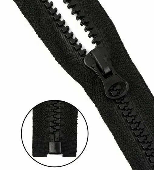 Молния тракторная Т8, 75 см, 1 бегунок, черная, для верхней одежды и сумок, 1 шт.
