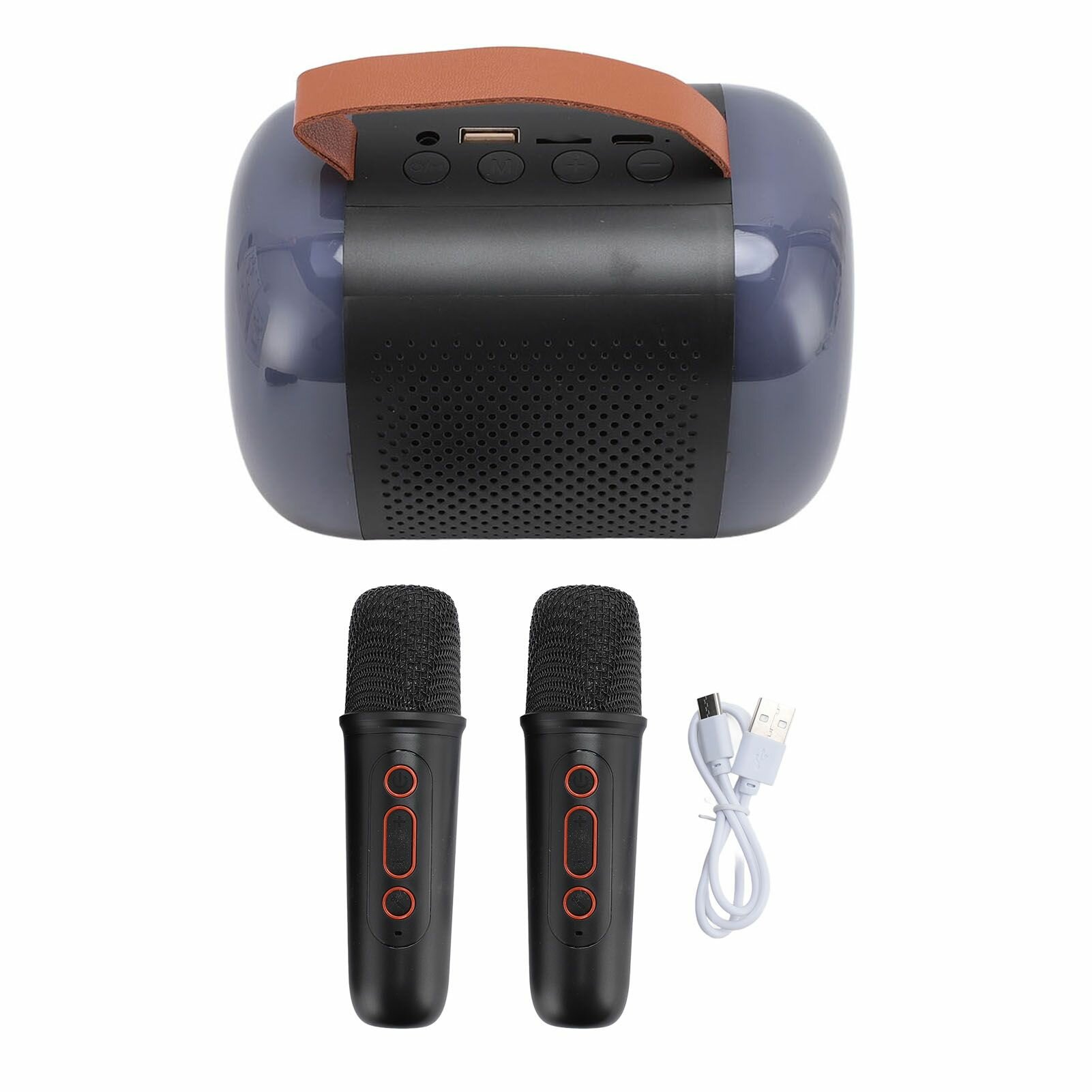 Домашний караоке-комплект с двумя микрофонами и RGB-светом. Для детей и взрослых. Черный.