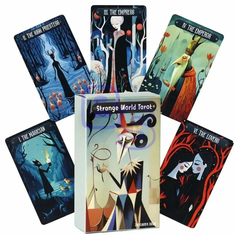 Карты Таро Странный мир, 78 арканов, компактный формат 10x6 см, колода для начинающих и профи, карты на мелованной бумаге, удобная коробка для хранения, подарок на день рождения