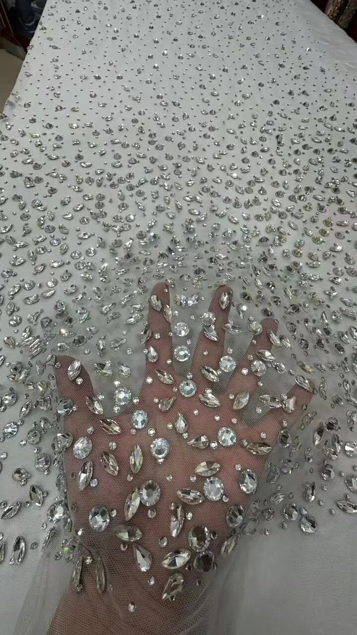 Кружевная сетчатая ткань с пайетками, 5 ярдов, полиэстер As shown, 5 ярдов