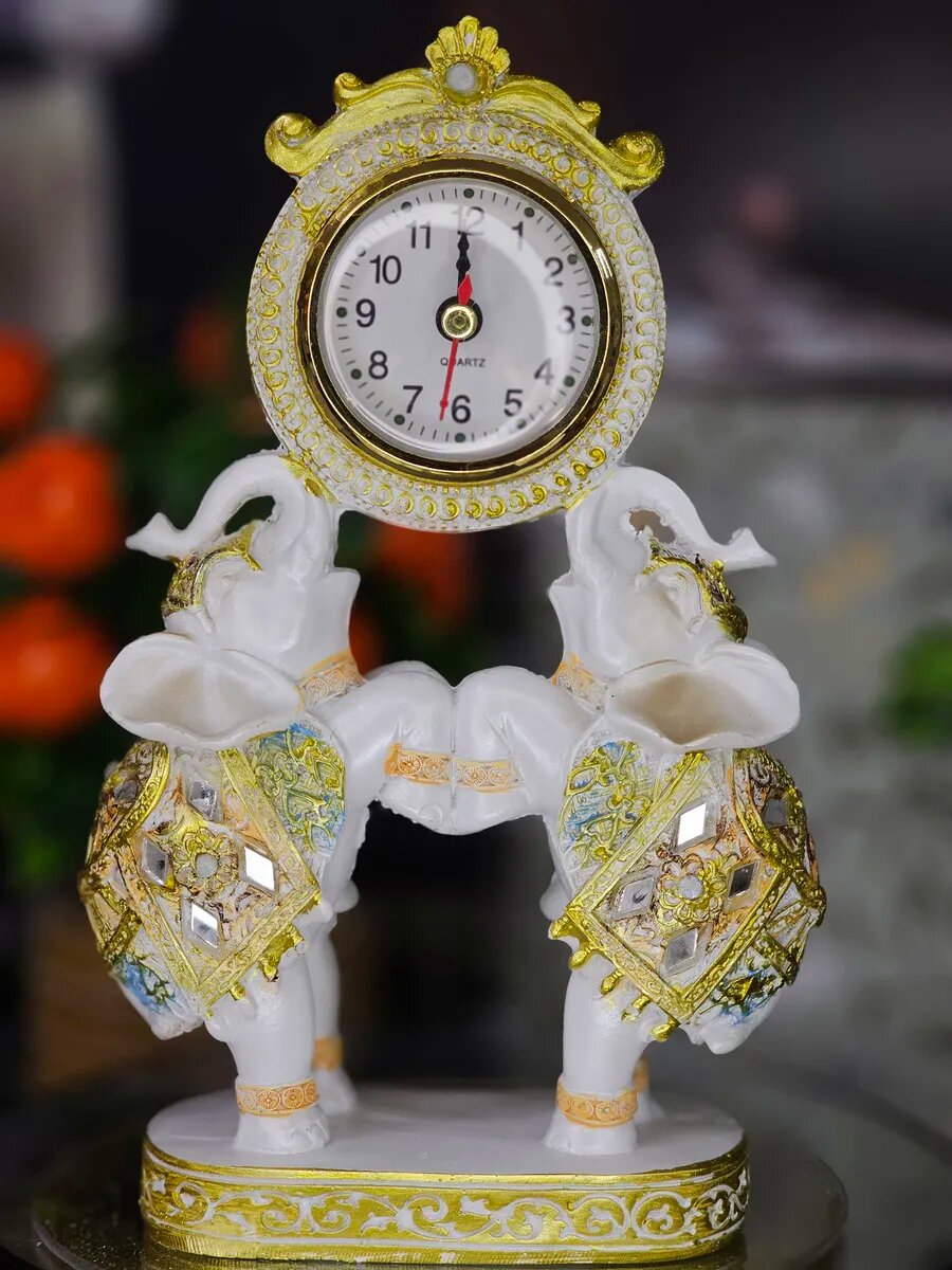 Часы настольные два слона статуэтка фигурка 20×11 см