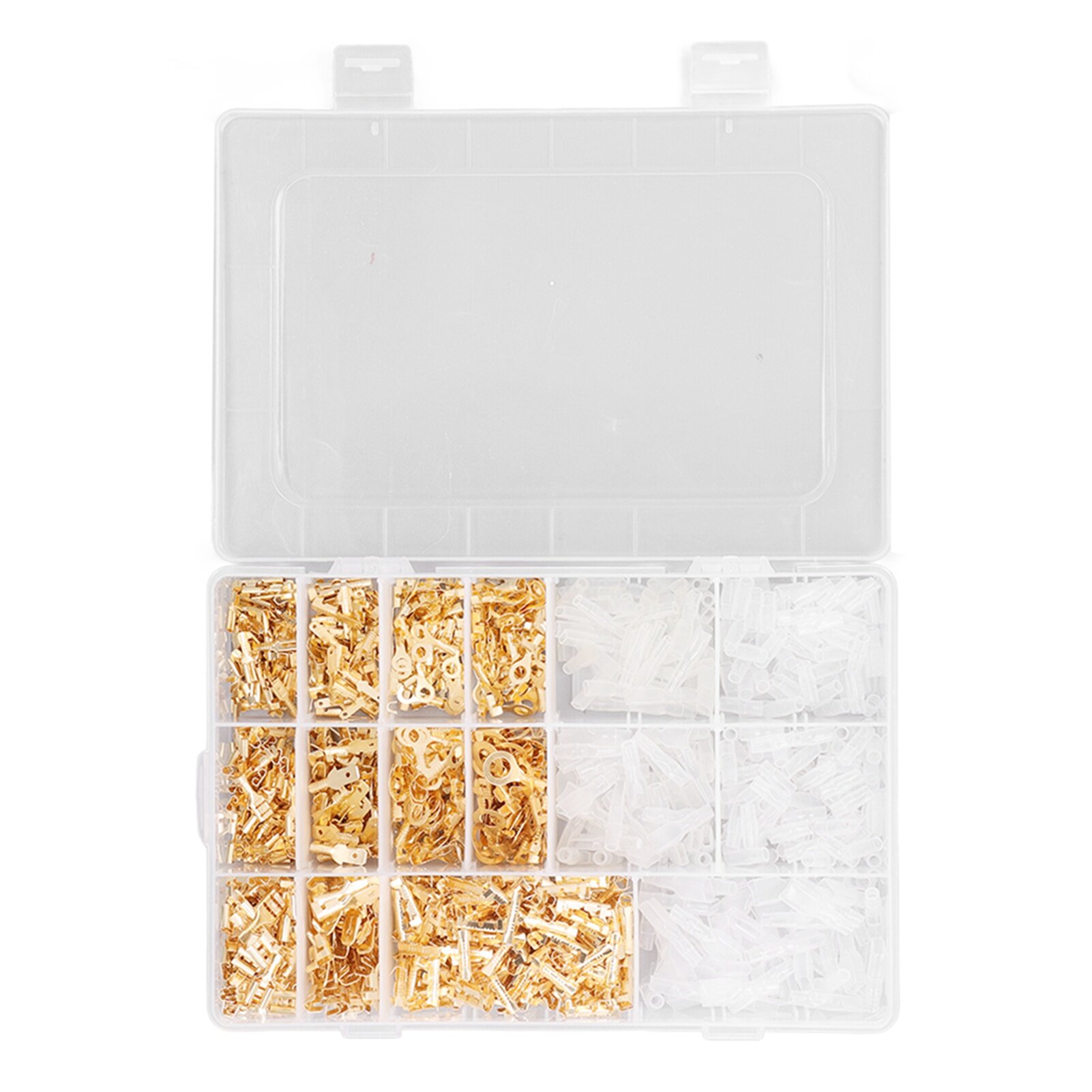 1000 шт. клемм-вилок, 2,8 / 4,8 / 6,3 мм, изолированные, золотистые