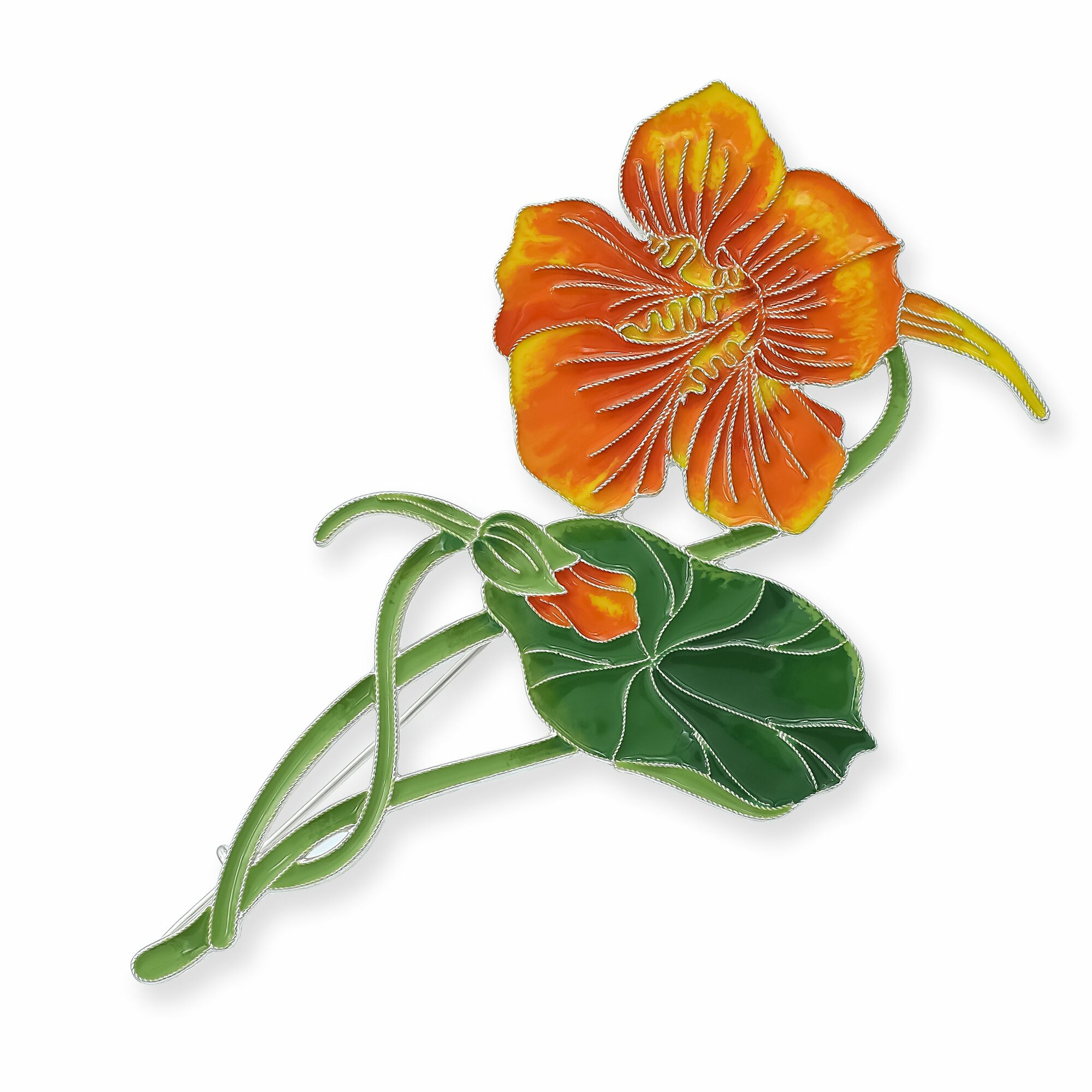 Брошь, серебро, 925 проба, эмаль