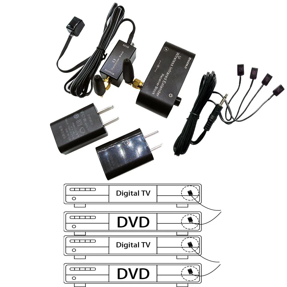 ИК ретранслятор SPENFILY WL-T2, 4 устройства, EU plug, черный