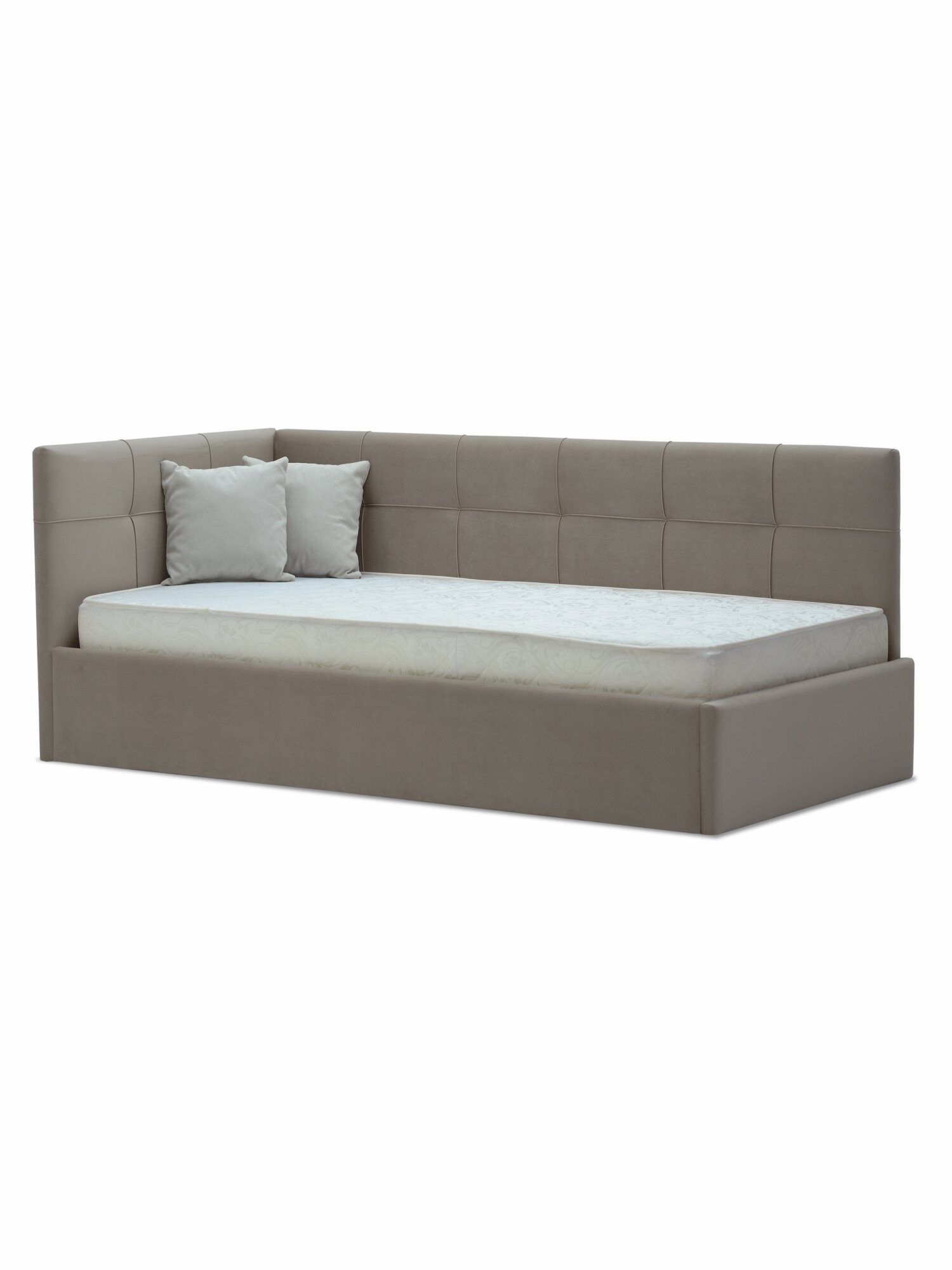 Односпальная кровать Келсо 90х200, с подъемным механизмом, велюр бежевый