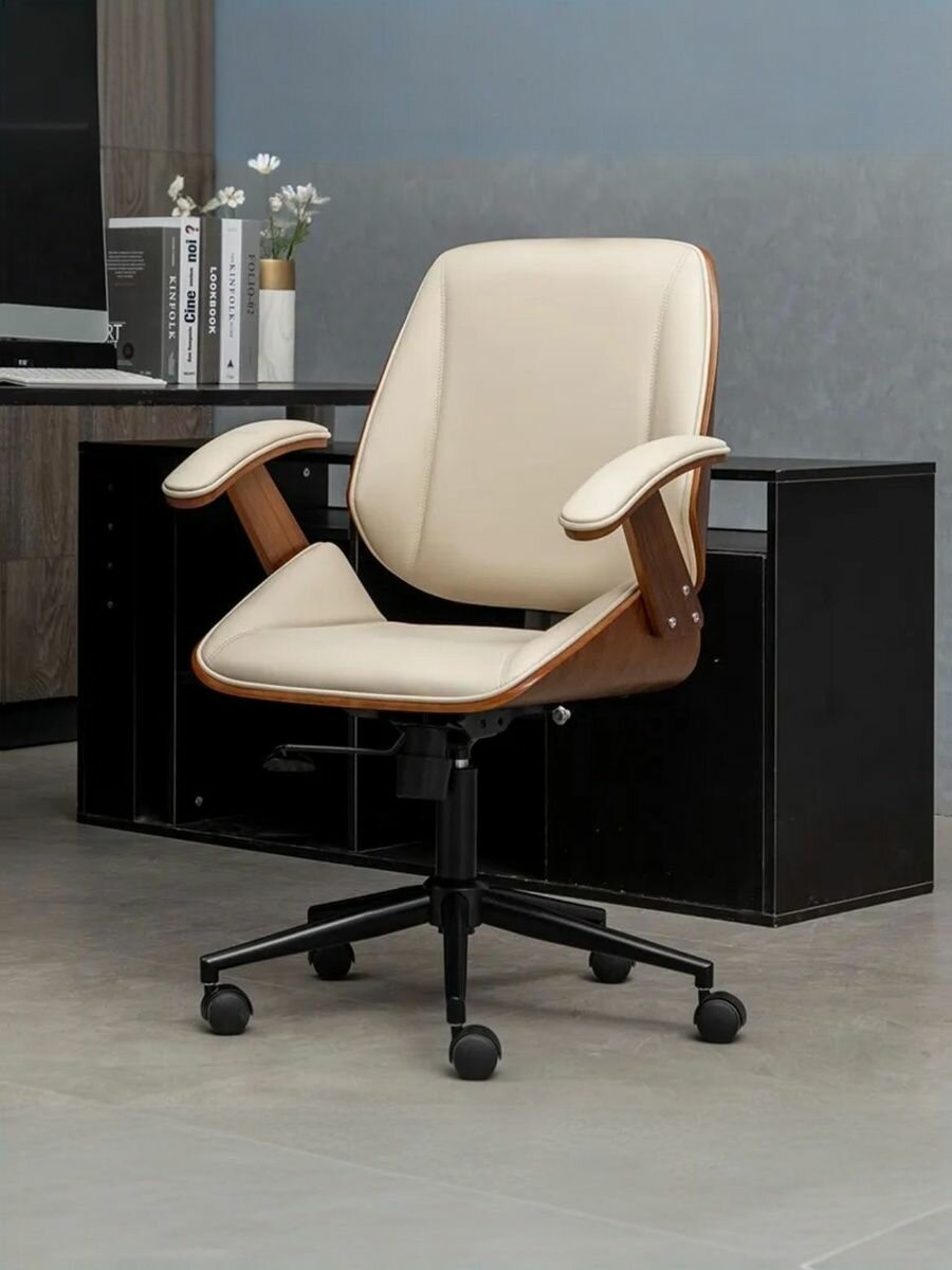 Офисное кресло, 652-1 <Без головы> <Ореховая белая кожа с зерном наппа>