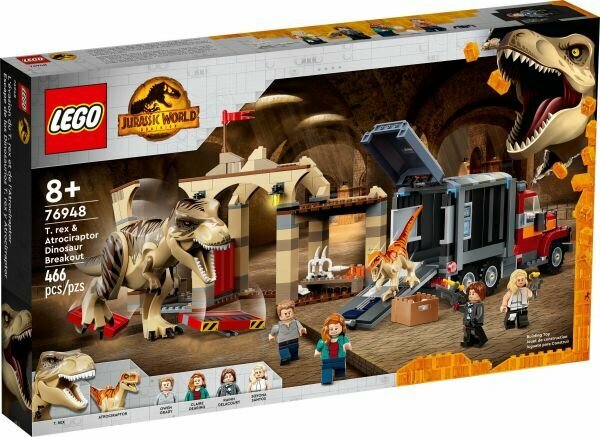 Lego 76948 Jurassic World Побег тираннозавра и атроцираптора