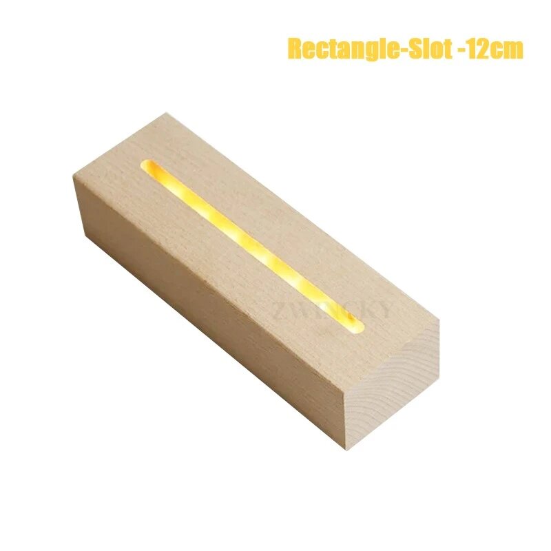 Деревянный подсвечник LED, Rectangle-Slot -12cm, Warm light