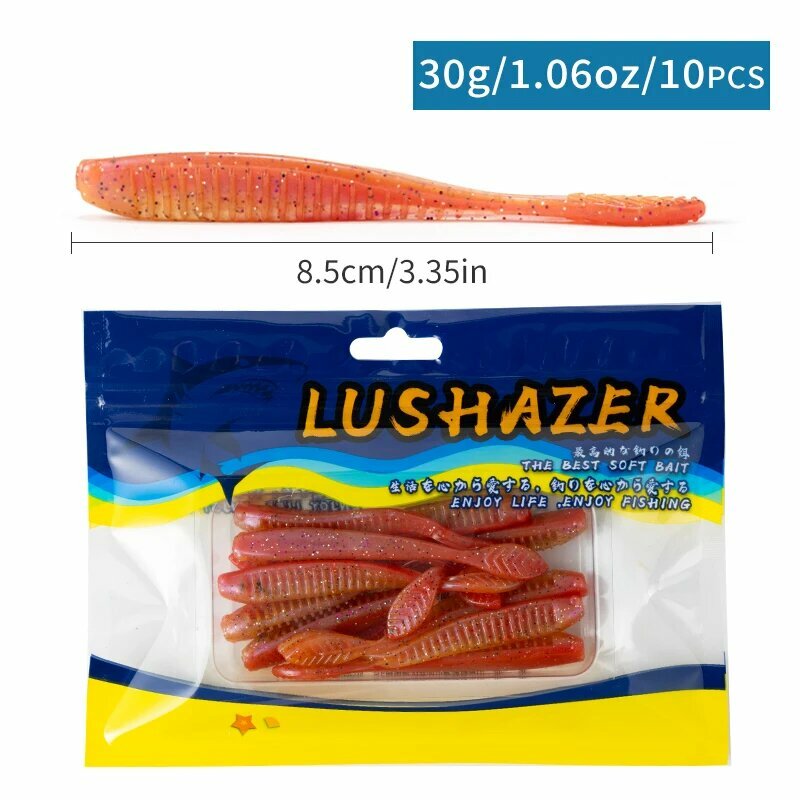 LUSHAZER 10 шт./пакет мягкая приманка с червем TPE плавающая 85 мм 2 г рыболовная приманка для окуня форели приманка искусственная приманка снасти