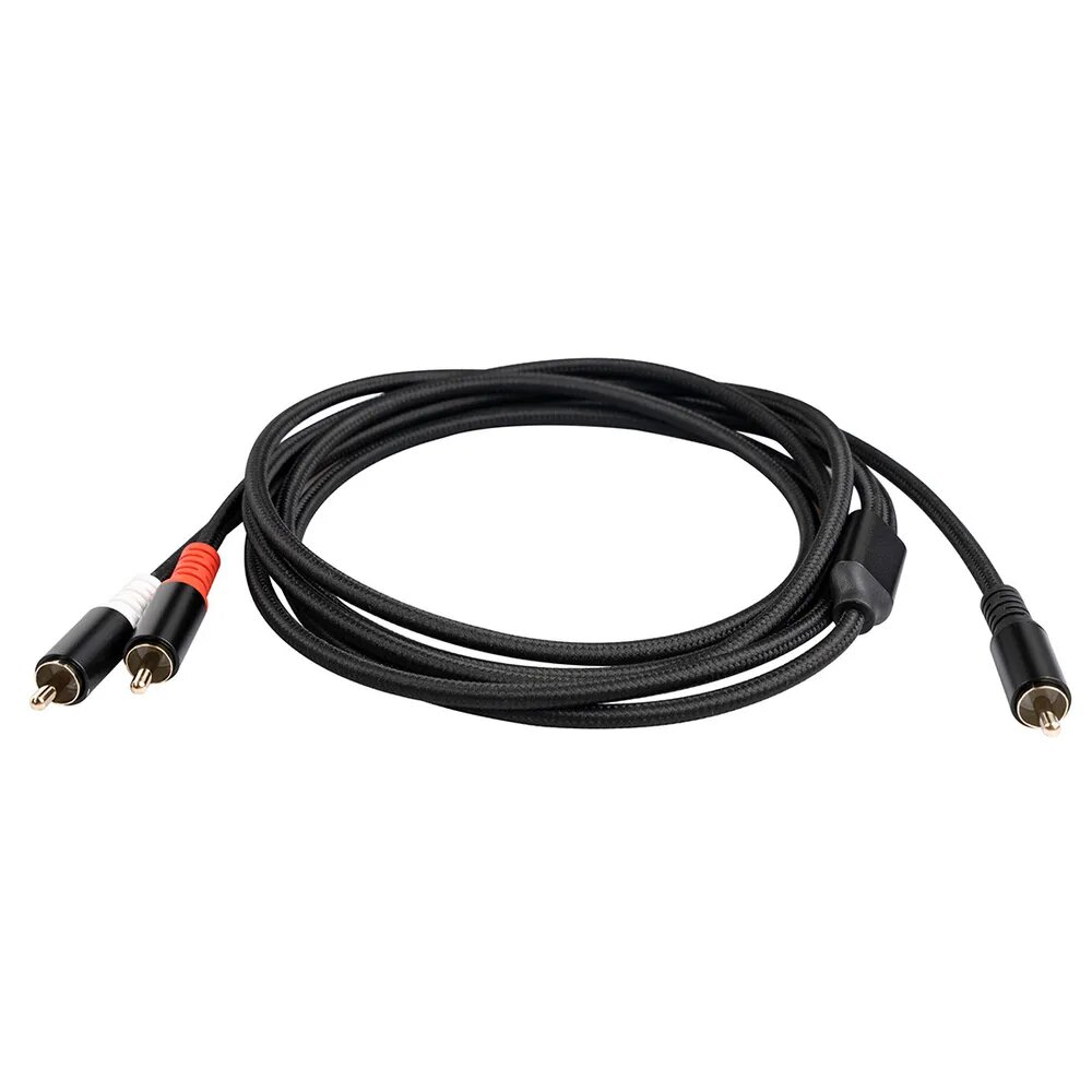 RCA Y-адаптер, Y-кабель для сабвуфера, Аудиокабель 1X RCA-2X RAC, 2 метра