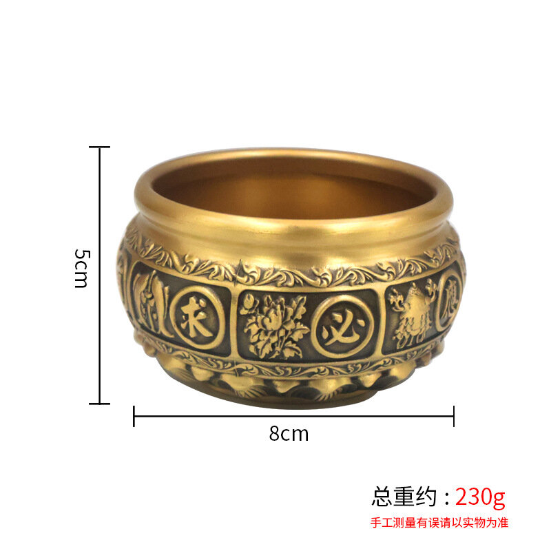 Медная банка для риса, привлекающая богатство, сотня благословений, медная банка, металлические изделия, бизнес-подарки, китайский стиль, украшение для дома и офиса с каллиграфией