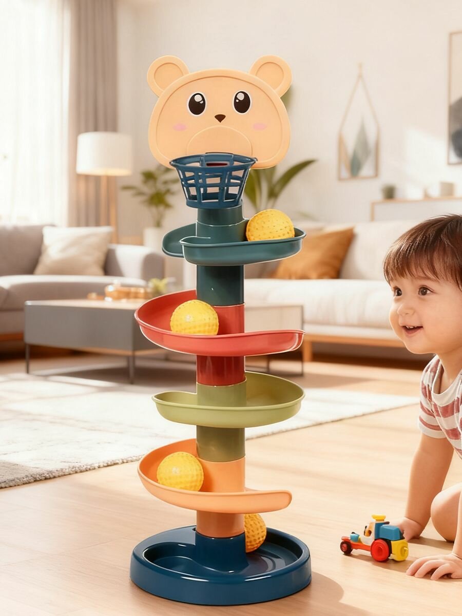 Горка с шариками для малышей, веселые горки с шариками, развивающая игрушка для малышей, идеально подходит для развития концентрации и воображения детей