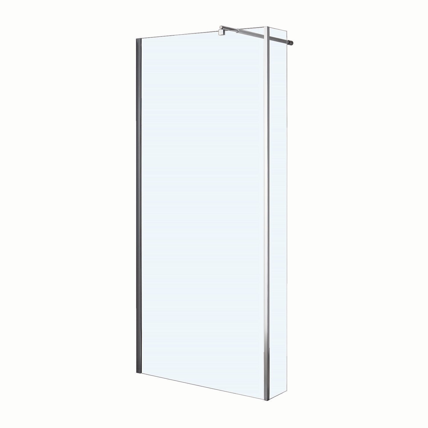 Душевая перегородка Loranto 140x195 Walk-in. Доп. створка 20см. Регулируемый кронштейн 80-100 Прозрачное стекло 6 мм. Профиль Хром (CS-L801 140)