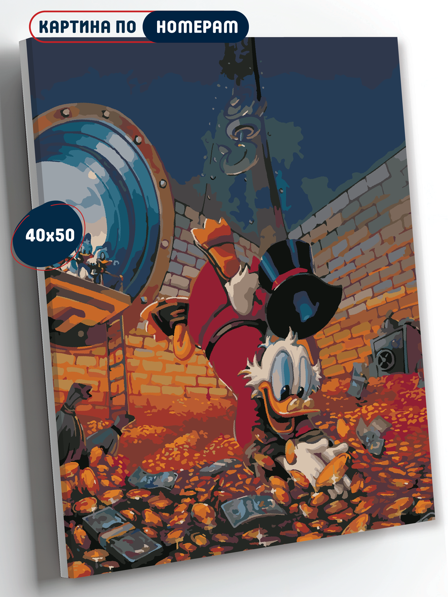 Картина по номерам "Скрудж Макдак", Холст на подрамнике 40х50, набор для рисования, с животными