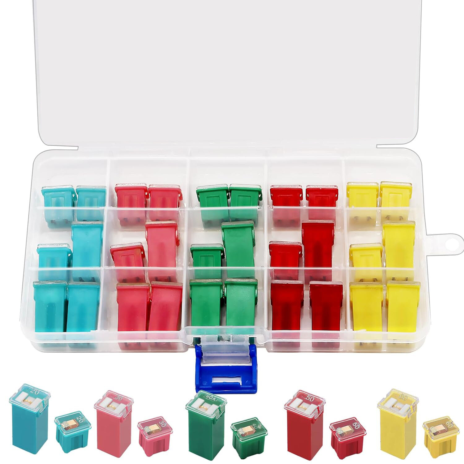 Кросс-бордер оптовая продажа 30 шт. в коробке 20-60A автомобильный квадратный длинный и короткий предохранительный блок автомобильный предохранительный лезвие