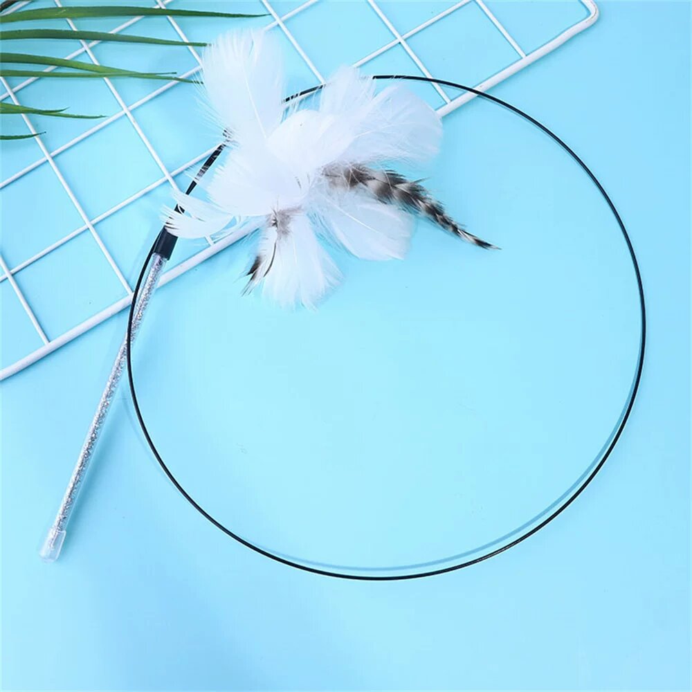 Ручная белая пушистая игрушка для кошек без присоски, интерактивная игра для кошек, прочная мускульная игрушка