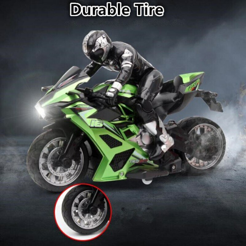 Высокоскоростное дистанционное управление RC каскад мотоцикл 360 градусов вращения дрейф автомобиль 60 минут езды гоночный мотоцикл игрушка модель (зеленый)