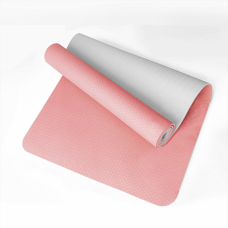 Коврик для йоги TPE с логотипом линий позиций, одноцветный и двухцветный, коврик для прыжков 6/8 мм, утолщенный и расширенный фитнес-коврик, оптовая продажа от производителя