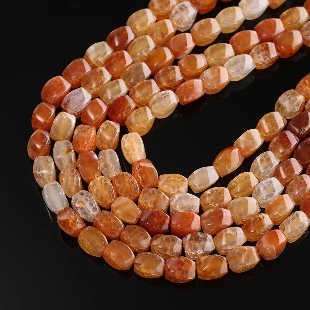 Агат с кракелюрами 9x12 мм , красная , бусины для рукоделия из натуральных камней, около 36 шт, для создания украшений