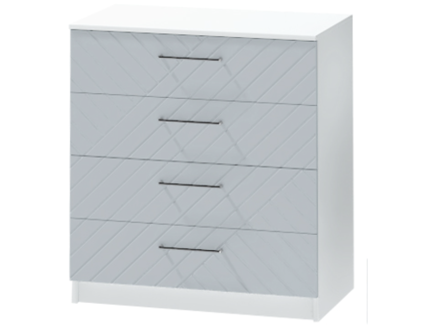 Комод с четырьмя просторными ящиками, из МДФ, Белый/Монблан Р-826
