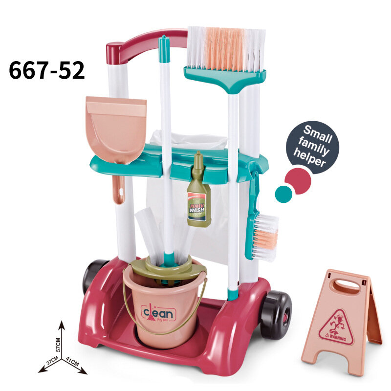 2026 Новейший набор для детей с имитацией пылесоса, мини-инструмент для уборки, шестикомпонентный набор с метлой, шваброй и ведром