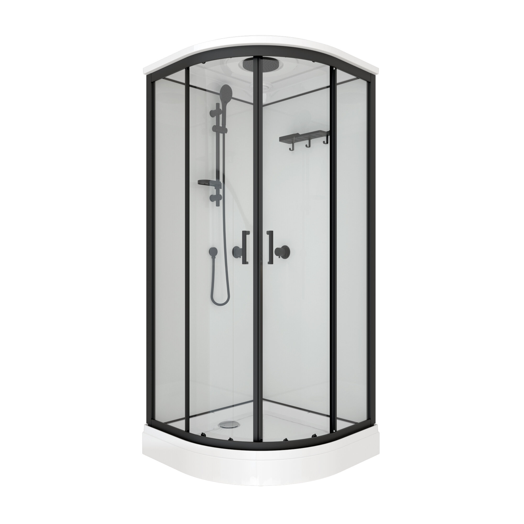 Душевая кабина Triton Прайм-Блэк 90х90 А, стекло - без рисунка, цвет профиля - черный, 1/4круга (3 мест+сифон D90)