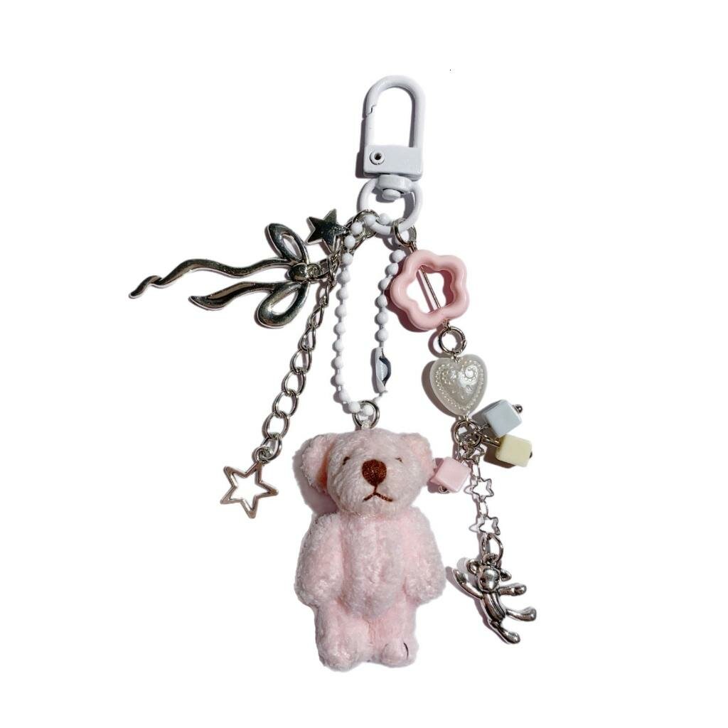 Плюшевый брелок-медведь с бусинками, Стиль 3