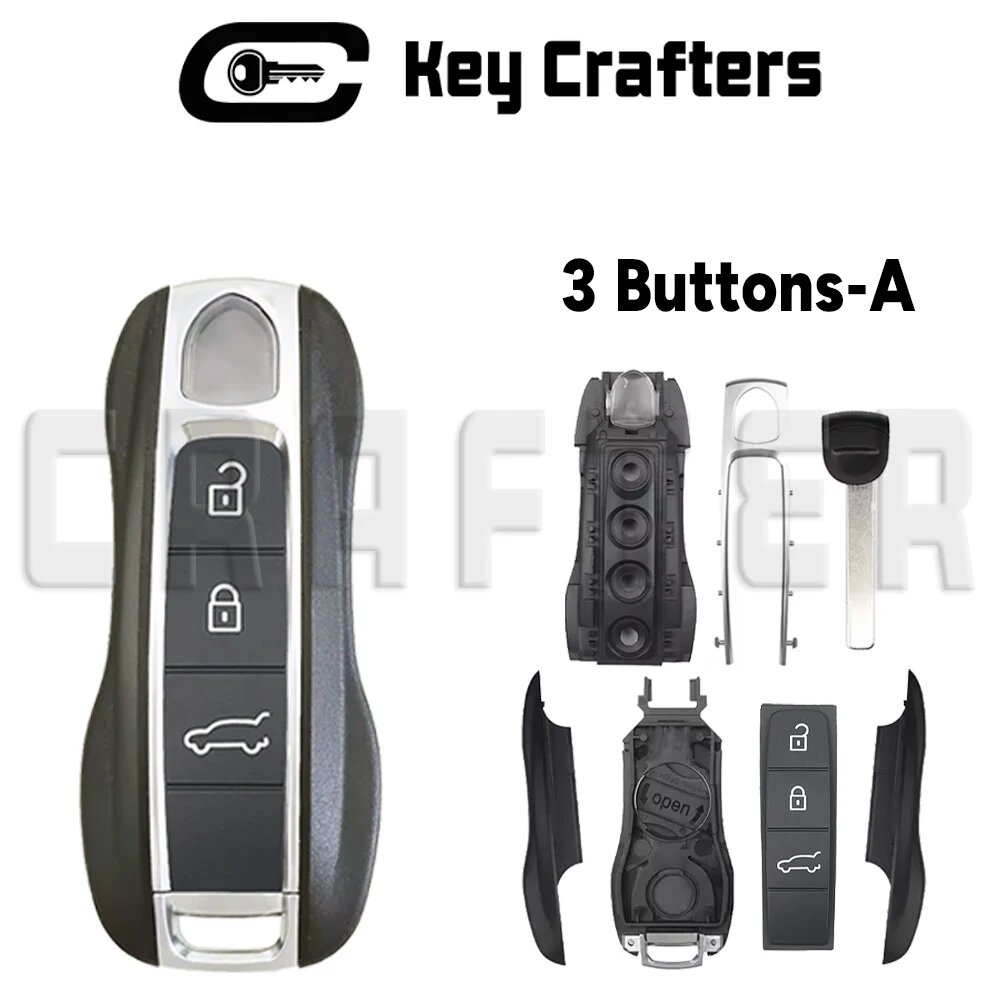 Ключ для Porsche Panamera Taycan Cayenne 911, 3 кнопки, Not Cutting, 3 Buttons-A