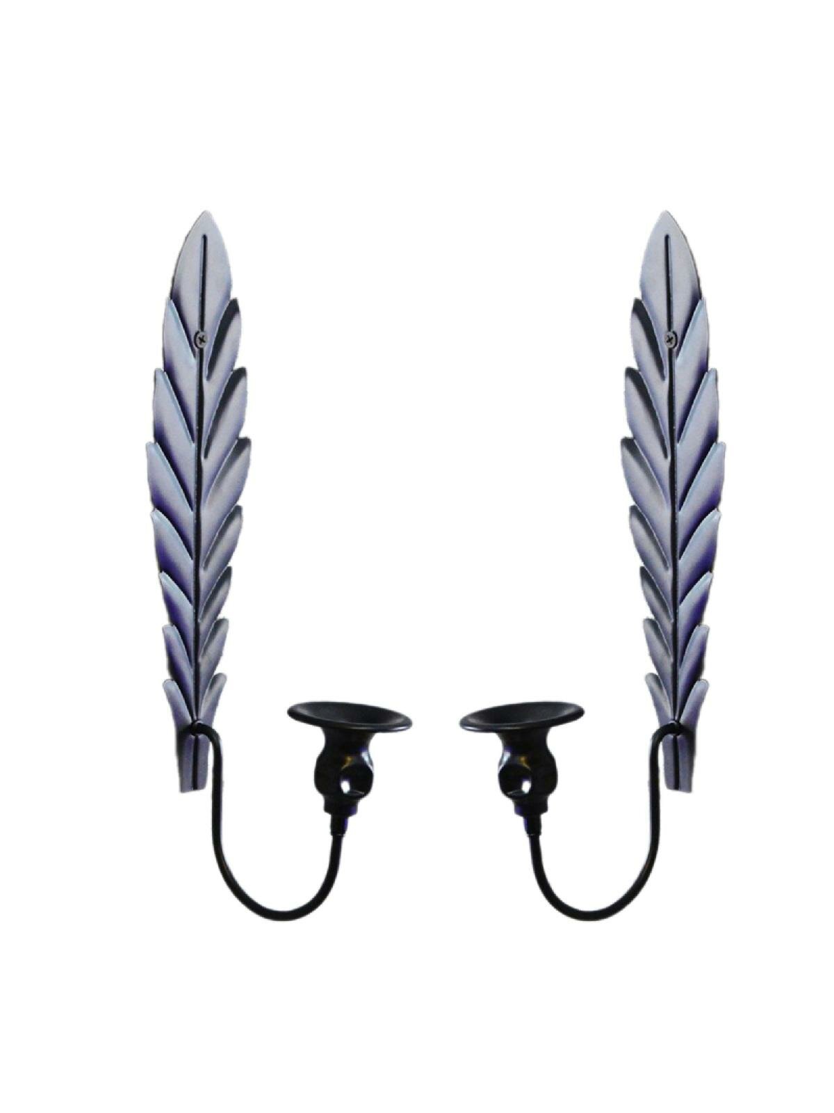 2 упаковки Черных/ золотистых подсвечников, настенные бра с подсвечником в виде листьев