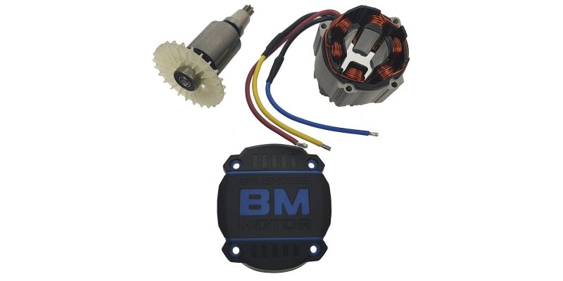 Двигатель бесщеточный 20В с шестерней в сборе V000-002-365 для гайговертов GB-250, GVB-250-22 V000-002-365