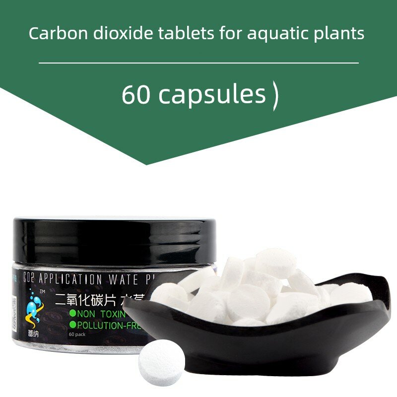 Таблетки CO2 для Аквариума с Водными Растениями - 60 Таблеток в Бутылке, Эффективное Управление Водорослями, Дополнение