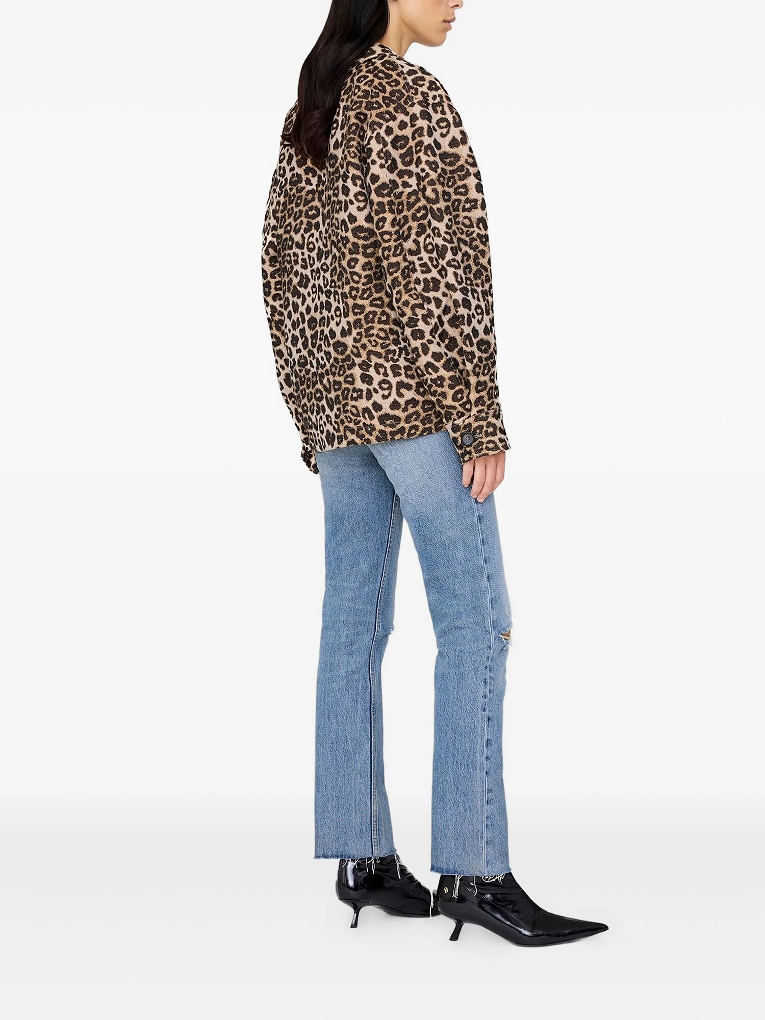Куртка ANINE BING Leopard print button-fastening jacket, размер M, brown — фото 1