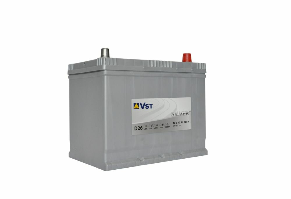 VST SILVER ASIA 77A/ч D26 12V 700A (258x175х225) обратная полярность АКБ