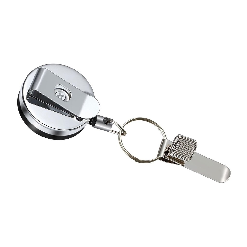 Multipurpose Key Clip Corrosion Resistant Kirsite Buckles Including 68cm Retractable Design for Pen Card