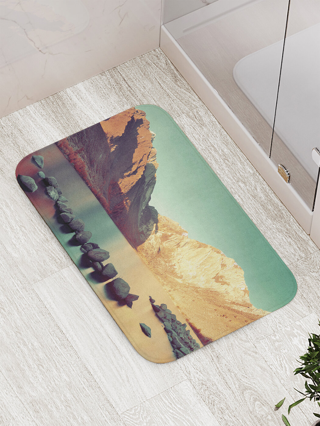 Коврик для ванной комнаты, туалета "Плавающие камни" противоскользящий, 52х77 см, JoyArty