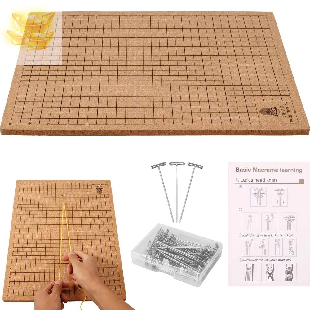 Пробковая доска для макраме с булавками 28x38 см