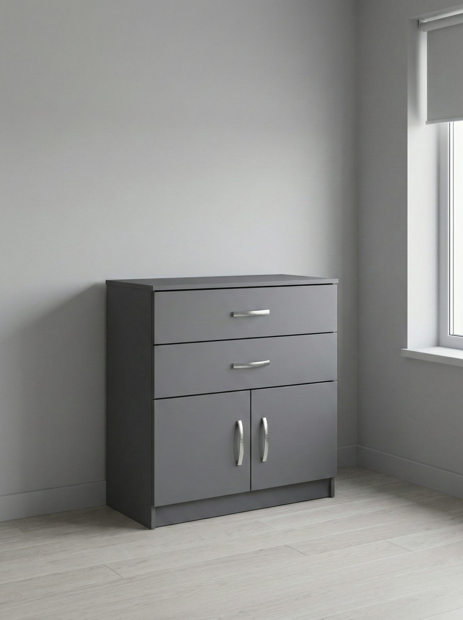 Комод Капри-3 с 2 ящиками и дверцами, ШхГхВ: 81х43х83 см, графит