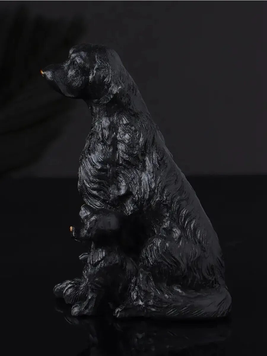Элегантная фигурка Лабрадор с щенками — черная