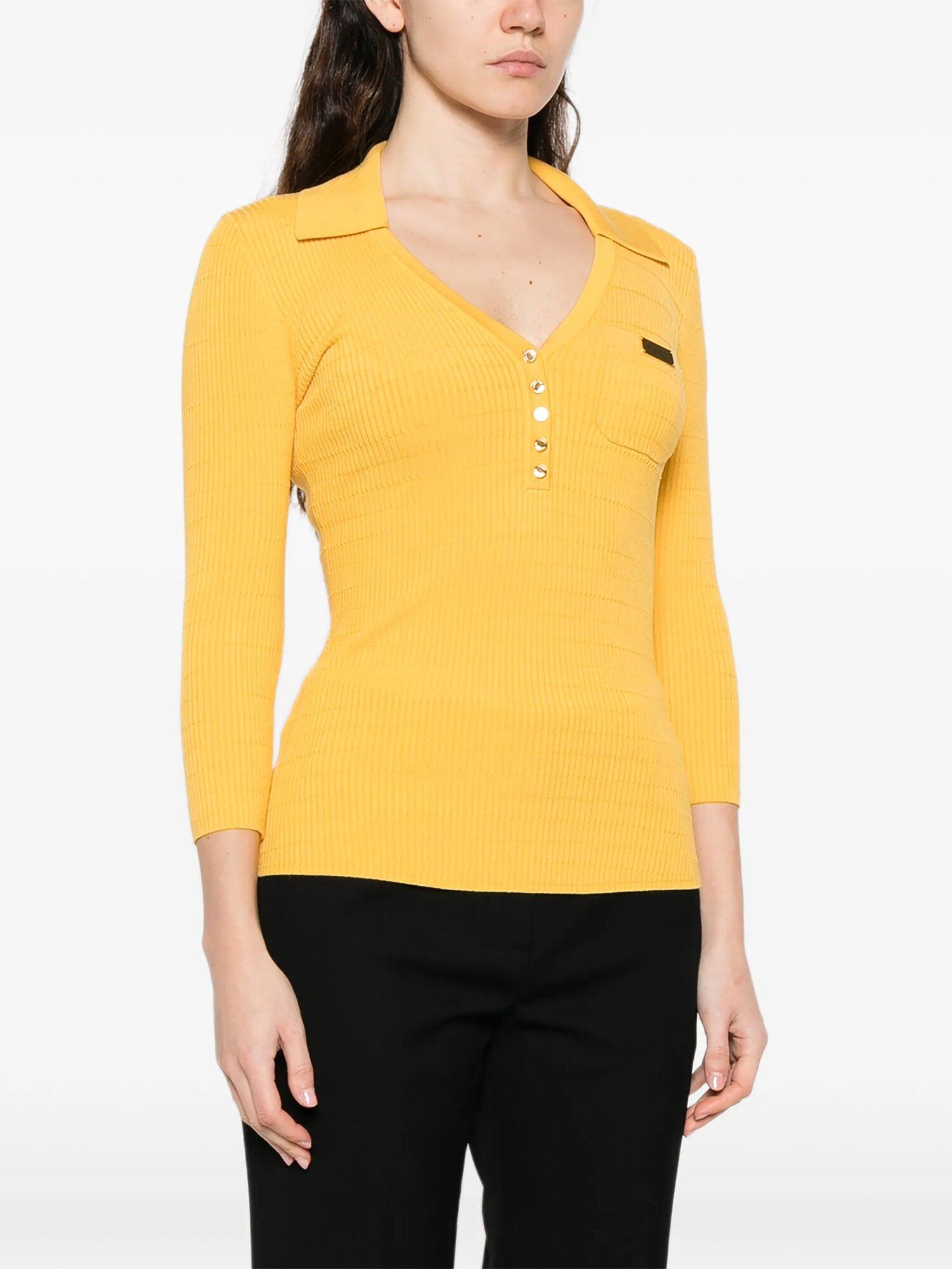 Топ Elisabetta Franchi Pocket polo top, размер 42, yellow — фото 1