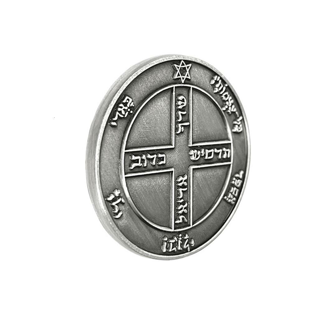 Сплавы античных стилей Монета с печатью царя Соломона Юпитера для медитаций Духовной защиты и привлечения богатства