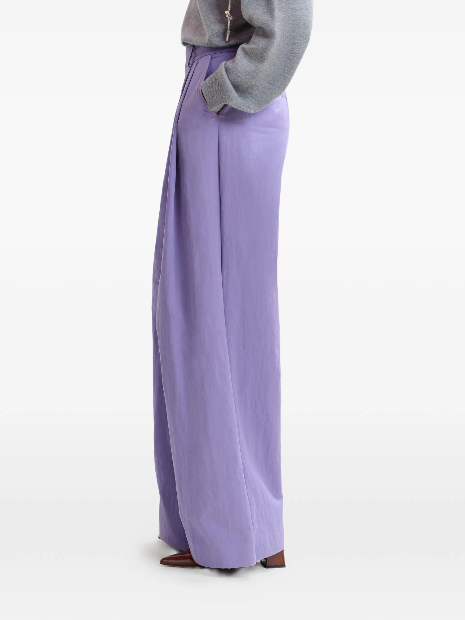 Брюки ESSENTIEL ANTWERP Pleated wide-leg trousers, размер 34, purple — фото 1