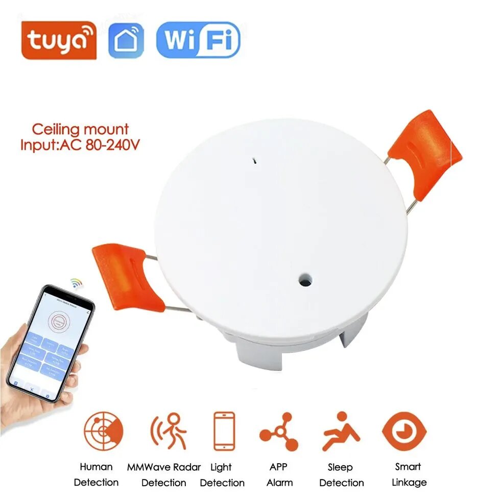 Датчик движения умный для освещения Zigbee с радаром присутствия белый