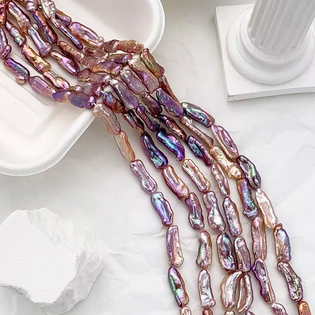 Натуральные пресноводные фиолетовые жемчужные бусины 7-9x17-22мм 7-9x17-22mm-6A-