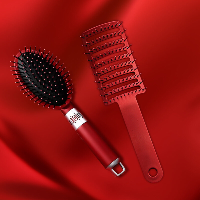 Расческа с подушкой, расческа с воздушной подушкой, расческа для завивки, специальная домашняя массажная расческа для женщин, щетка-лопатка, роликовая щетка, красный набор