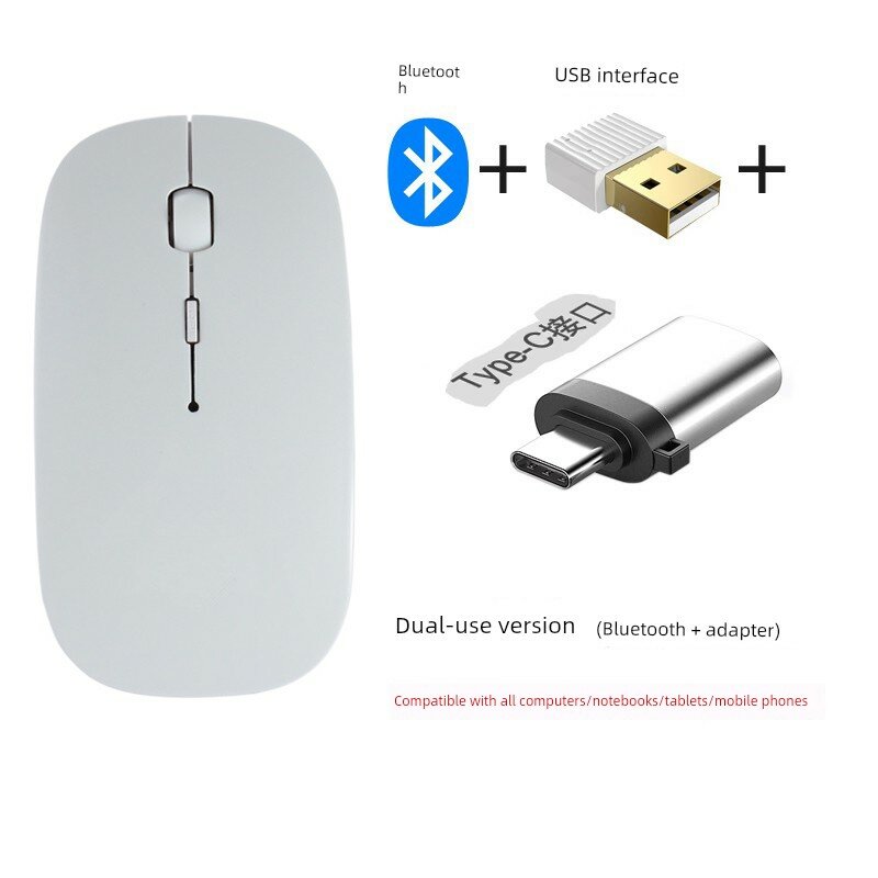Бесшумная Bluetooth-мышь M3/M2/M4 для ноутбуков Apple MacBook Pro/Air и планшетов Белый (в комплекте адаптер + коврик