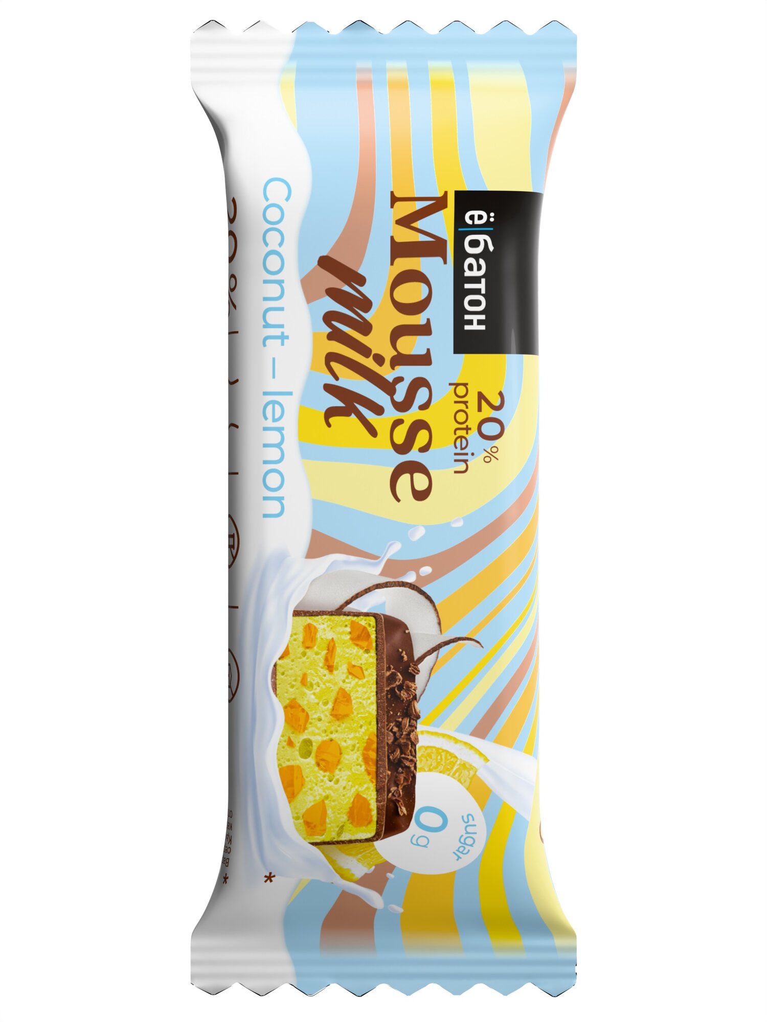 Батончик Ё|Батон Mousse со вкусом "Кокос-лимон", протеиновый, 40 г