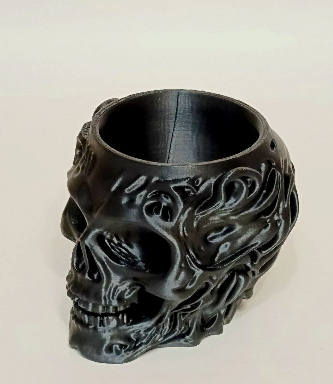 Подставка для ручек в виде черепа, 3D-фигурка, черная, декор для рабочего стола