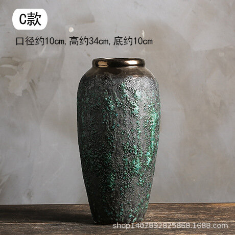 Винтажная потрепанная керамическая ваза в китайском стиле из Цзиндэчжэня, маленькая ваза для гостиной, вставка для сухих цветов, декор для входа, керамический горшок, грубая керамика, цветочный горшок