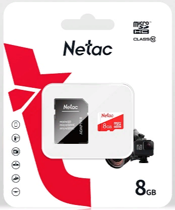 Карта памяти MicroSD 8GB Netac P500 Eco Class 10 + SD адаптер NT02P500ECO-008G-R