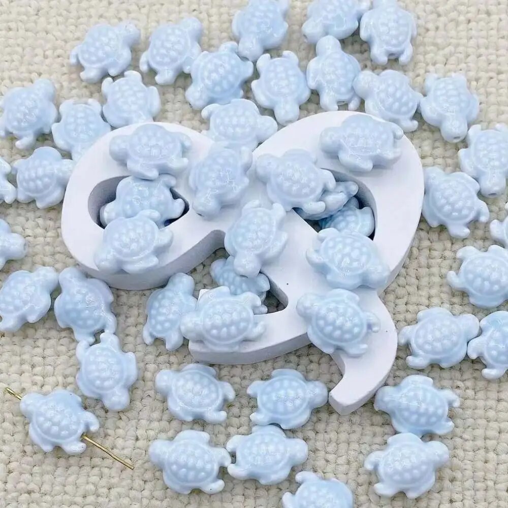 Керамические бусины морские черепахи 10 шт Голубой, Light Blue